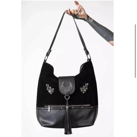 Killstar | Bags | Killstar Black Astral Aura Crescent Moon Floral Tassel Shoulder Bag | Poshmark
